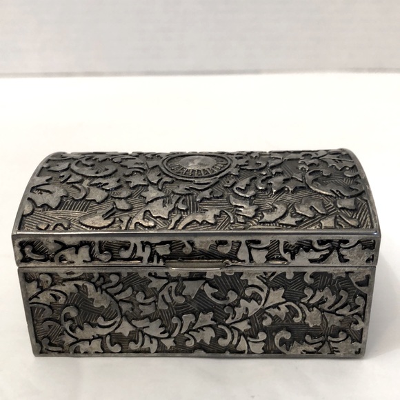 Other | Vintage Metal Jewelry Box Small Trinket Storage Organizer Box ...
